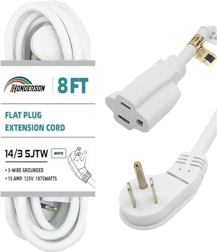 Amazon.com: Honderson 8FT Extension Cord - Flat Plug 3 Prong Indoor ...