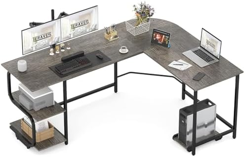 Amazon.com: Teraves Reversible L Shaped Desk with Large Surface, 69 ...