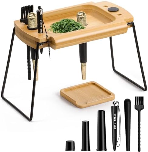 Amazon.com: SafeDelux Foldable Wooden Rolling Tray Set with Cone Loader ...