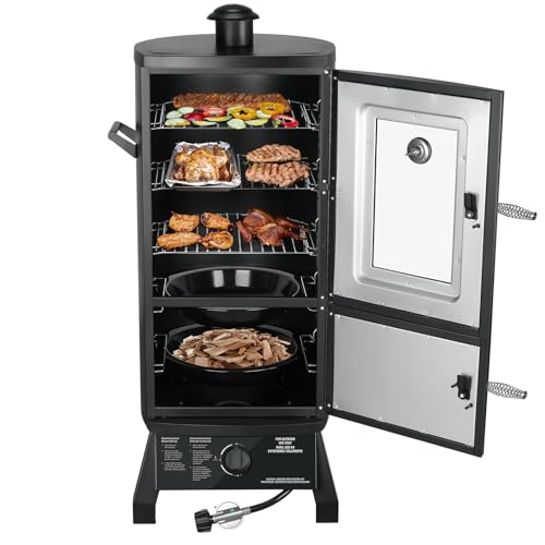 Vertical Propane Smoker with Temperature Control, BBQ Smoker Grill ...