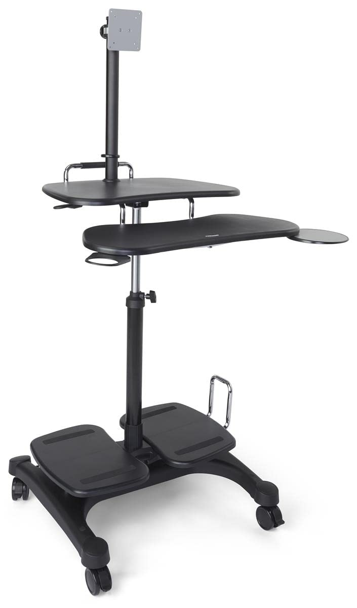 Amazon.com: Displays2go Rolling Computer Cart, Adjustable Sit/Stand ...