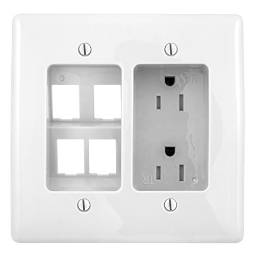 Bryant Electric RR1514W 2-Gang Recessed TV Connection Outlet Plate with ...
