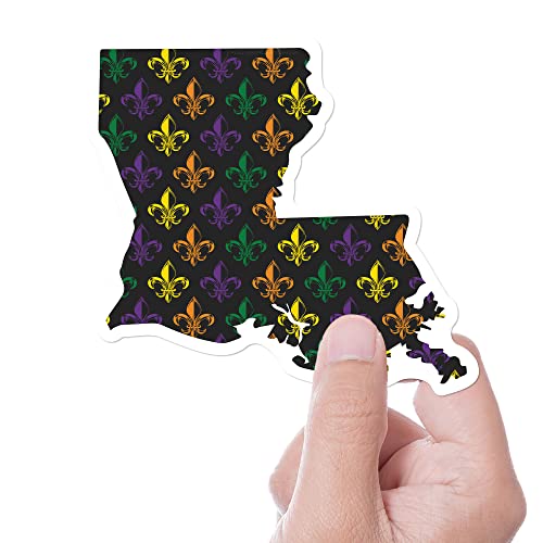 Amazon.com: Louisiana Mardi Gras Bumper Sticker for Car, Cute Fleur de ...