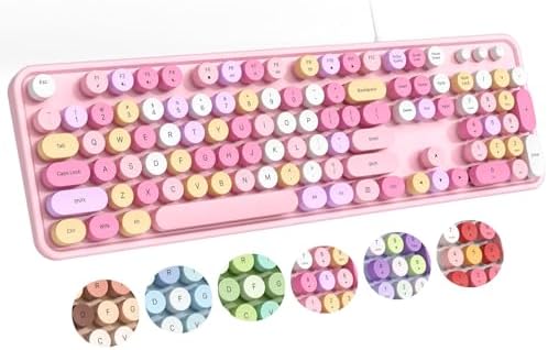 Amazon.com: MOFII Wired Keyboard, Cute Colorful Keyboard Full Size ...