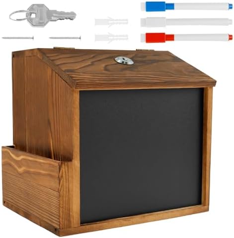 Amazon.com : YLMFTNU Wood Suggestion Box with Slot and Lock, Ballot Box ...
