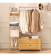 Amazon.com: Baveke Bamboo Clothing Garment Rack 7 Tier Storage Shelf ...