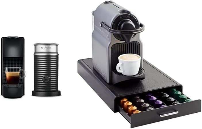 NESPRESSO Cafetera Essenza Mini con Espumador de leche, Color Negra ...