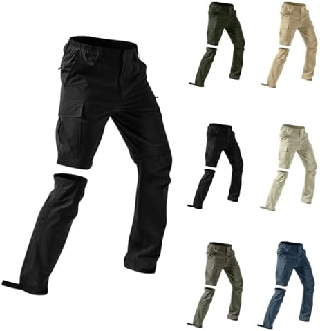 Hiking Trousers Men's Zip-Off Work Trousers Long Cargo Trousers ...