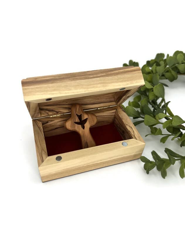 Amazon.com: Holy Spirit Dove Cross, Olive Wood Small Pocket Cross from ...