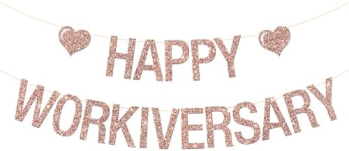 Amazon.com: JENSENLIN Happy Workiversary Banner,Gold Glitter Paper Sign ...