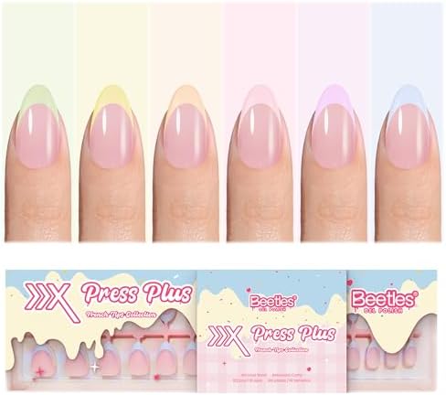 Amazon.com: Beetles French Tips Press On Nails, Pastel Spring Nails ...
