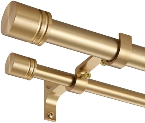 Amazon.com: Lwiiom Double Curtain Rods with Aluminum End Cap and Full ...