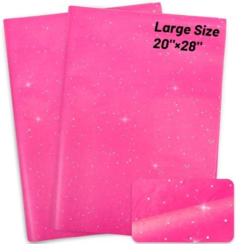 Amazon.com: MR FIVE 30 Sheets 20" x 28" Pink Glitter Tissue Paper Bulk ...
