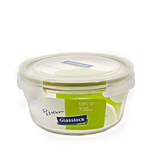 Glasslock Korea Tempered Glass Container, 730 ml, Round - Microwave ...