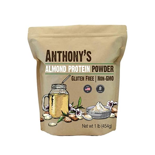 Anthony's Almond Protein Powder, 1 lb, Gluten Free, Non GMO, Plant ...