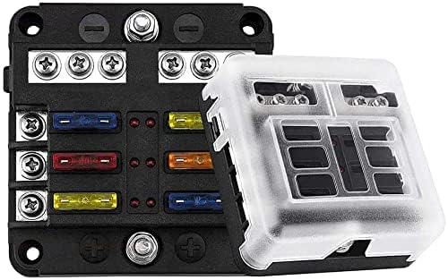 TOHUBE 6 Way Fuse Box 12v Blade Fuse Block with LED Indicator, 6 ...