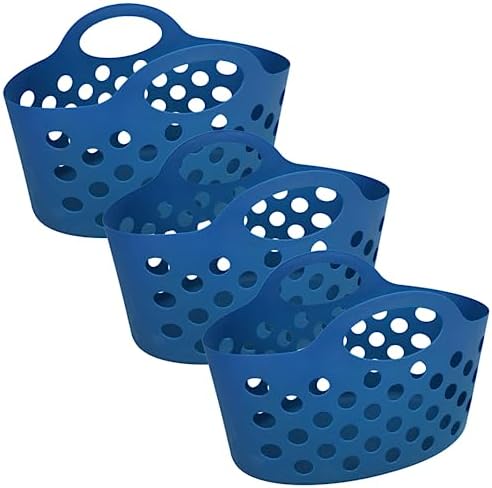 Amazon.com: Basket with Handles 3 count Plastic Oval Carry Totes 12"x7 ...