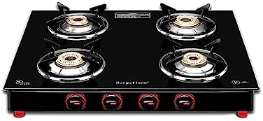 Surya Flame Smart 4 Burner Gas Stove 4 Burner Glass Top chulha Manual ...
