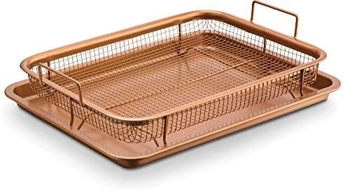 Buy Non-Stick Tray for Microwave/Over, Copper Crisper, Oven Mesh Baking ...