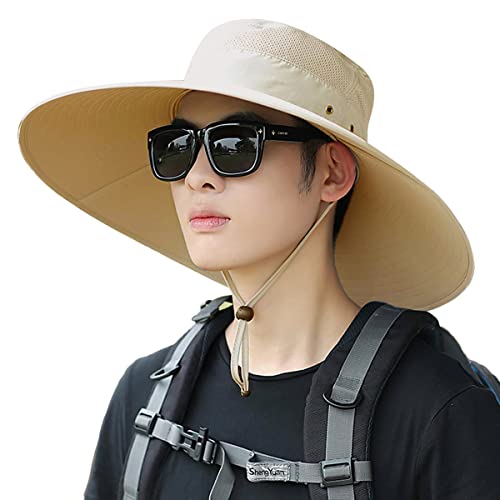 6" Wide Brim Sun Protection Hat Outdoor Unisex Ventilated Bucket Hats ...