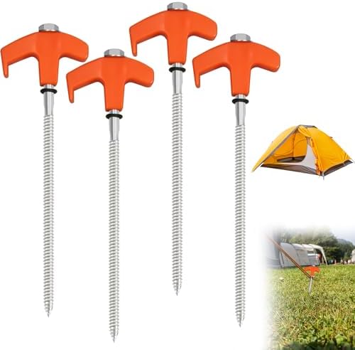 Amazon.com : 4Pcs Screw in Tent Stakes Heavy Duty, 8" Ground Stakes ...