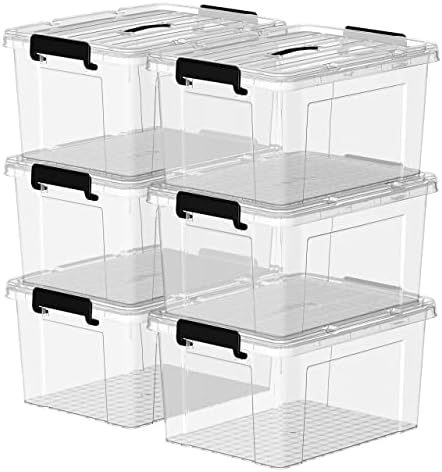 Afromy 6 Pack 6L Storage Box with Handle, Storage Container Bin with ...