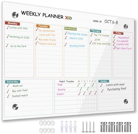 Navaris Weekly Planner White Board - 16" x 24" Magnetic Dry Erase ...