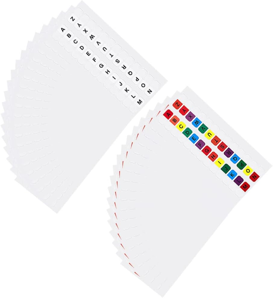 Alphabet Tab Dividers 20 Sheets Alphabet Tabs Colored Alphabetical Tab ...