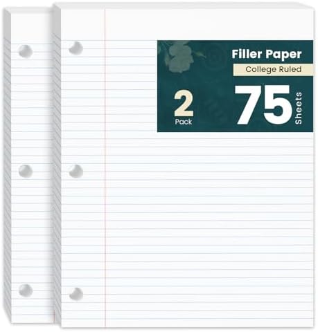 Amazon.com : Notebook Paper 8 x 10.5 Inch, 2 Pack Loose Leaf Paper ...
