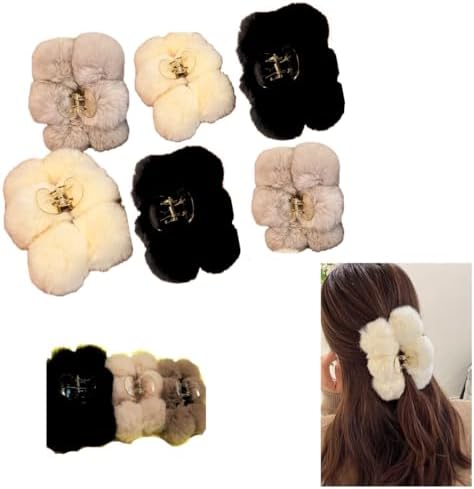 Amazon.com : Fuzzy furr Soft Hair Clips Big Claw Clips1 pack 3 colors ...