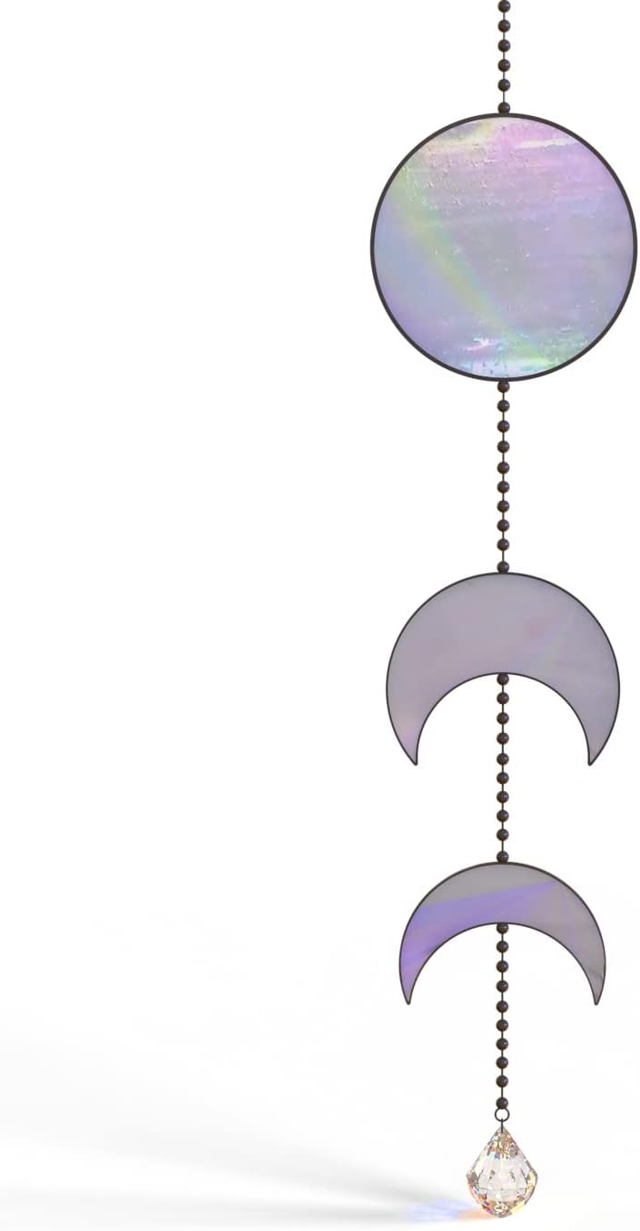 Amazon.com: Moon Decor Suncatchers for Windows Hanging,Stained Glass ...