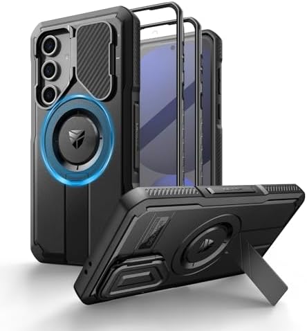 Dexnor for Samsung Galaxy S24 FE Case with Camera Cover & Adjustable Kickstand & Built-in Screen ...