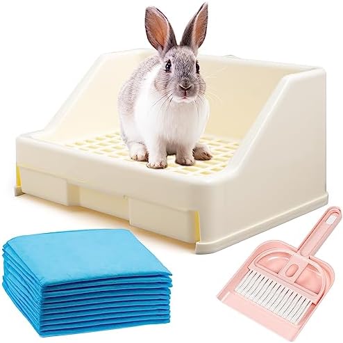 Large Rabbit Litter Box with Bonus Pads, Drawer, Corner Toilet Box and ...
