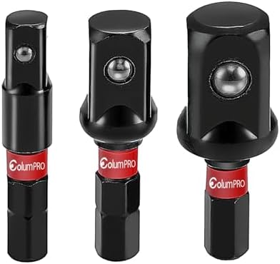 ColumPro 6pcs 4CM Short Power Drill Sockets Adapter with Holder 1/4", 3 ...