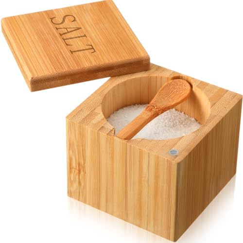 Amazon.com: Totally Bamboo Salt Cellar Bamboo Storage Box with Magnetic ...