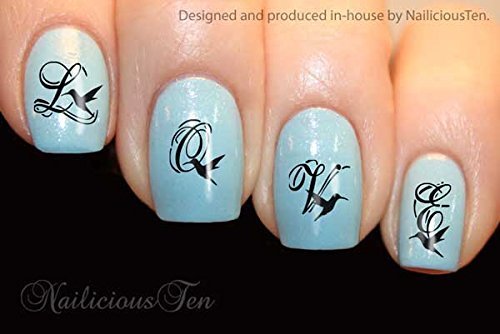 Amazon.com: NAILICIOUS TEN Love & Hummingbird Cursive Text Nail Wrap ...