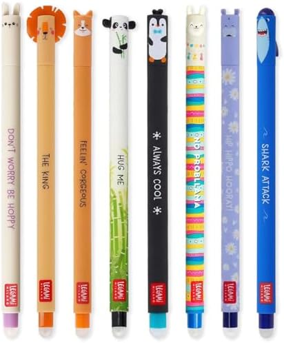 LEGAMI - Lot de 6 stylos gel effaçables + 6 recharges, encre effaçable ...