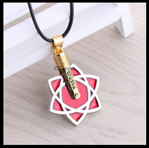 Buy KENMA Naruto Necklace Uchiha Sasuke Mangekyou Sharingan Pendant Men ...