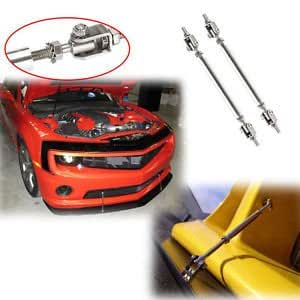 100mm Front Rear Steel Threaded Rod Bumper Lip Protector Bar Silver ...