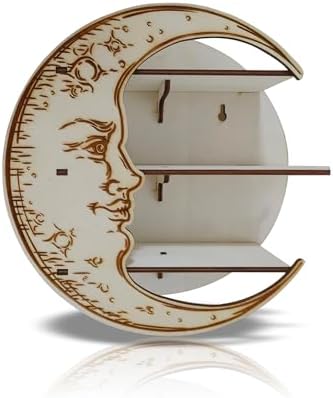 Amazon.com: Jamo Homzi Fairy on The Moon Wooden Crystals Shelf,Wall ...