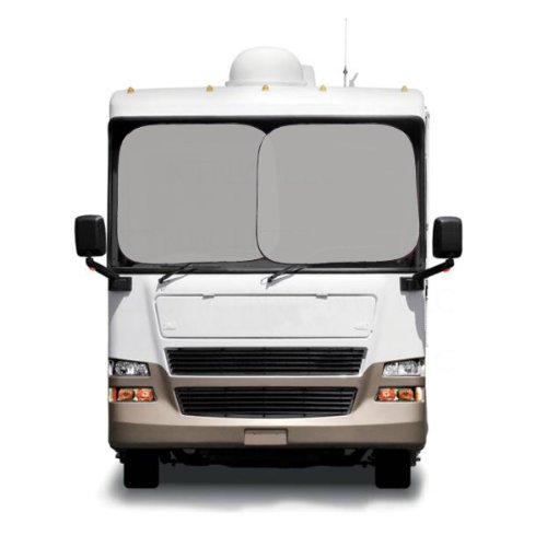 Two Piece Spring Front RV Windshield Sunshade - Silver