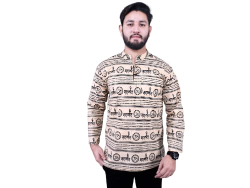 Buy The Printex India Men's Khadi Cotton Regular Kurta Mahakal Design ...
