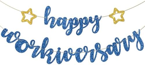 Amazon.com: Happy Workiversary Banner Work Anniversary Decorations Work ...