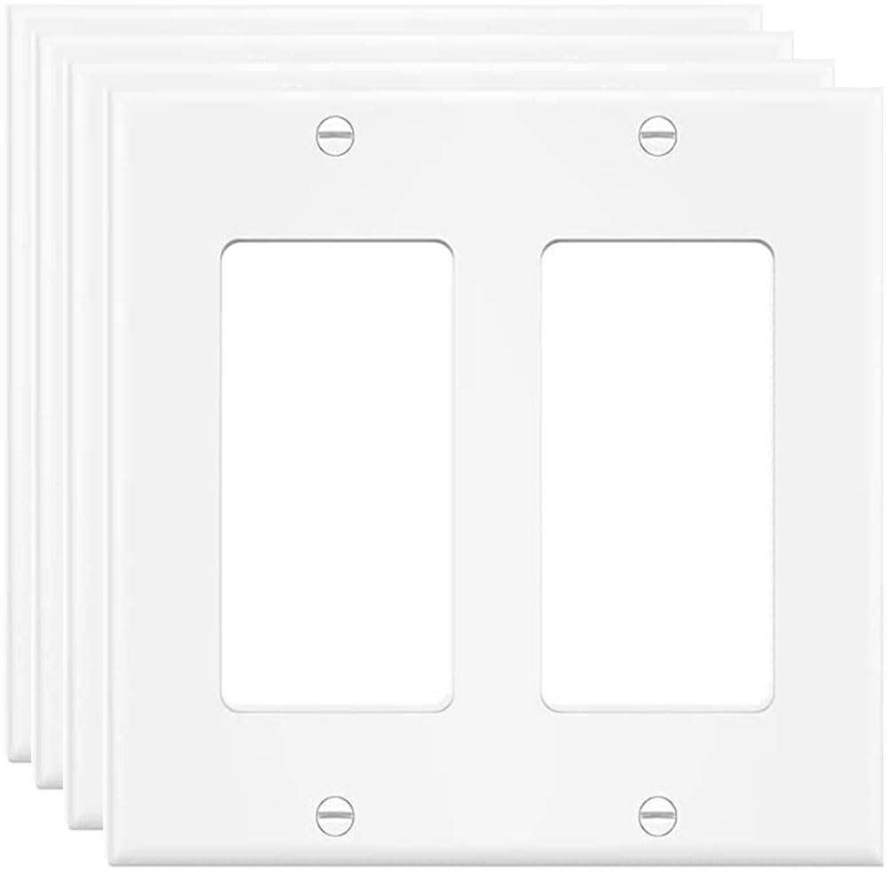 Quad Receptacle Cover White Stamped Steel Round Quad Toggle Electrical