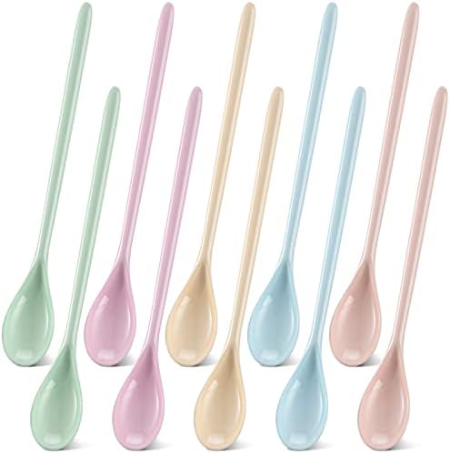 Amazon.com: Lallisa 8 Pcs Iced Tea Spoons Long Plastic Ice Handle Spoon ...