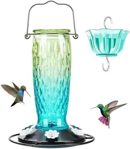 Kingsyard Hummingbird Feeders for Outdoors Hanging, 24 Ounce, Glass ...