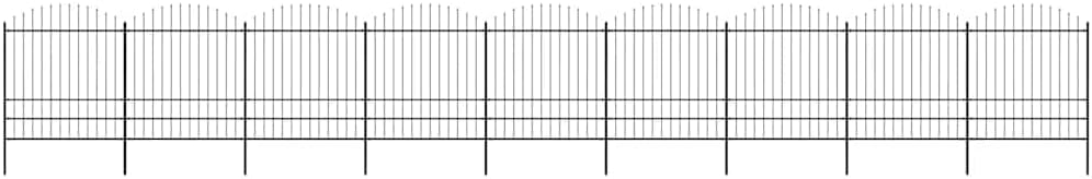 Mokuyary Gartenzaun mit Speerspitze Stahl 1603,5 x 200 cm Schwarz ...
