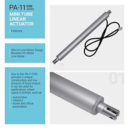 Snapklik.com : 12V Mini Tubular Linear Actuator 24 In 33 Lbs Slim In ...