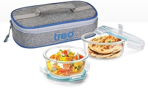 Buy Treo by Milton All Fresh Round Glass Lunch Boxes, Set of 2 (400 ml ...