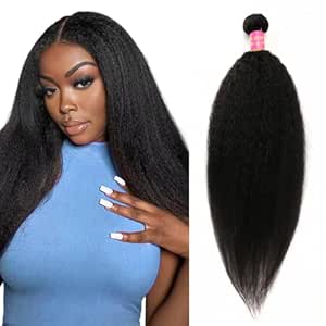 Amazon.com : Yaki Straight Bundles Kinky Straight Bundles Human Hair Kinkystraight 12A 100% ...